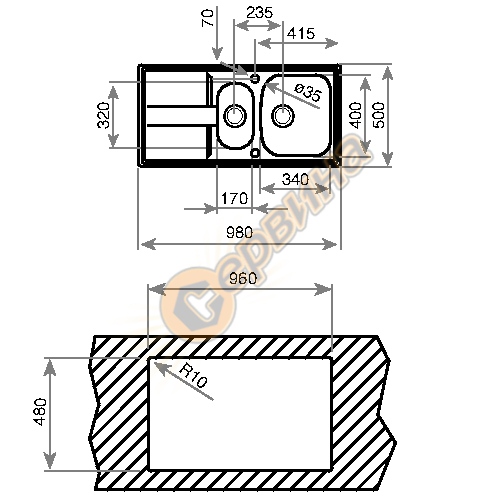 Мивка за вграждане Teka Stena 60 B - Inox гладка М.569.А 12131010 ...