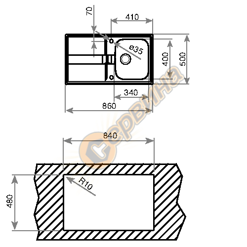 Мивка за вграждане Teka Stena 45 B - Inox гладка М.568.А 12131005 ...