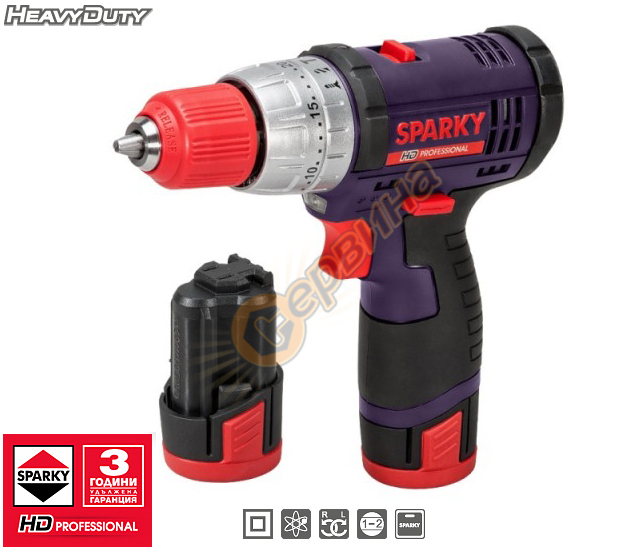 Акумулаторен ударен винтоверт Sparky BUR2 10.8Li-C HD 12010196253 - 10.8-12V/2.0 Ah Li-Ion ...