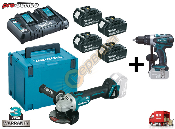 Акумулаторни ъглошлайф Makita DGA504Z + винтоверт - бормашина Makita ...