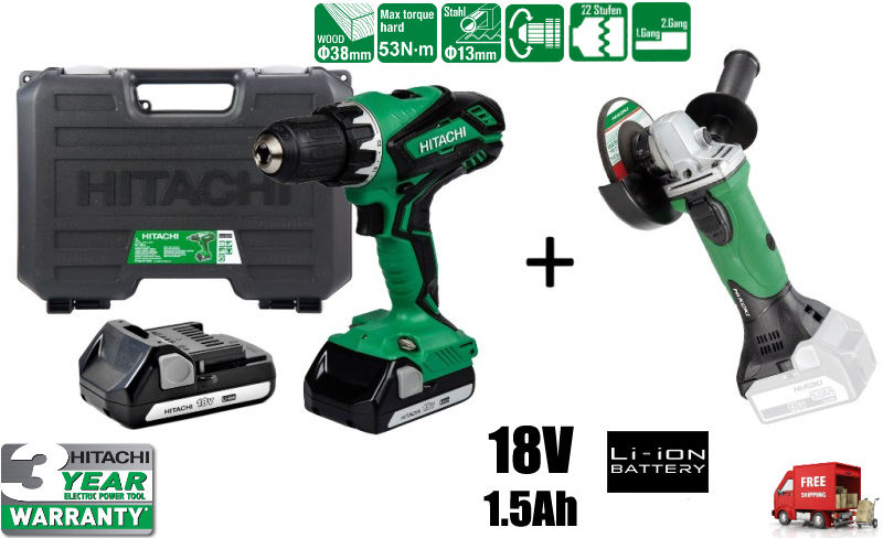 Акумулаторен винтоверт - бормашина HiKoki-Hitachi DS18DJL - 18V/1.5Ah Li-Ion - | Hitachi-HiKoki ...