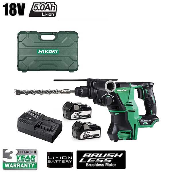 Акумулаторен перфоратор HiKoki-Hitachi DH18DBL-WPZ - 18V/2x5.0Ah Li-Ion - | Hitachi-HiKoki ...