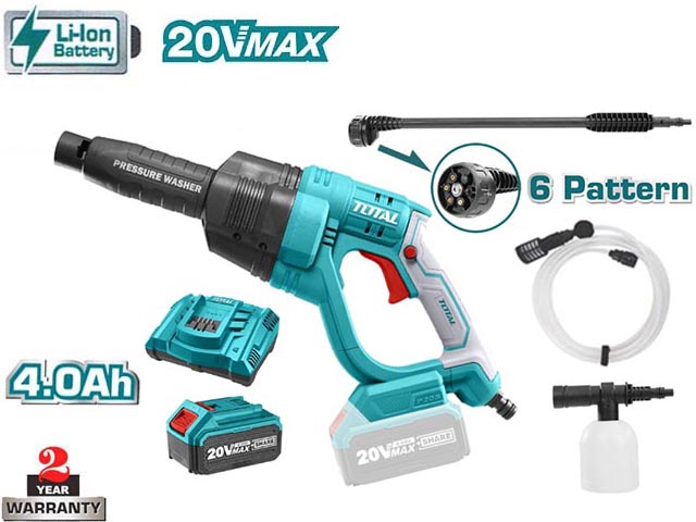 Акумулаторна водоструйка TOTAL TPWLI20084 24.8bar - 20V/4.0Ah Li-Ion - | Водоструйки битови ...